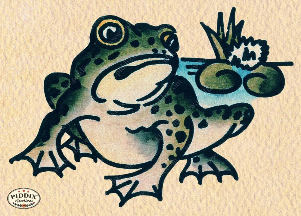 Traditional frog tattoo flash - Bronctattooaus.com